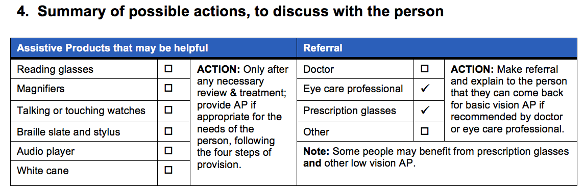 Actions to be taken after vision screening – Learning on TAP